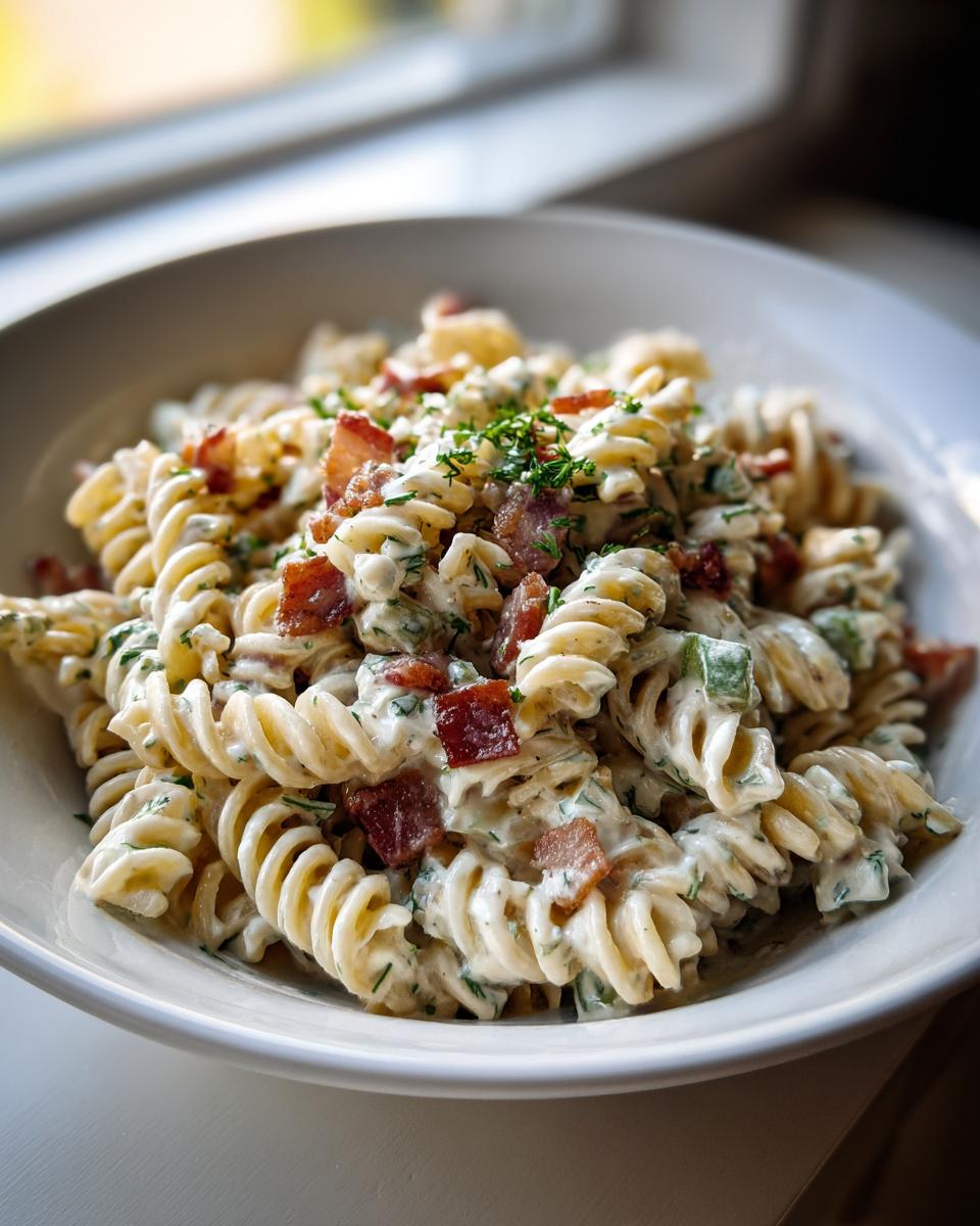 Amazing dill pickle bacon pasta salad in 10 steps